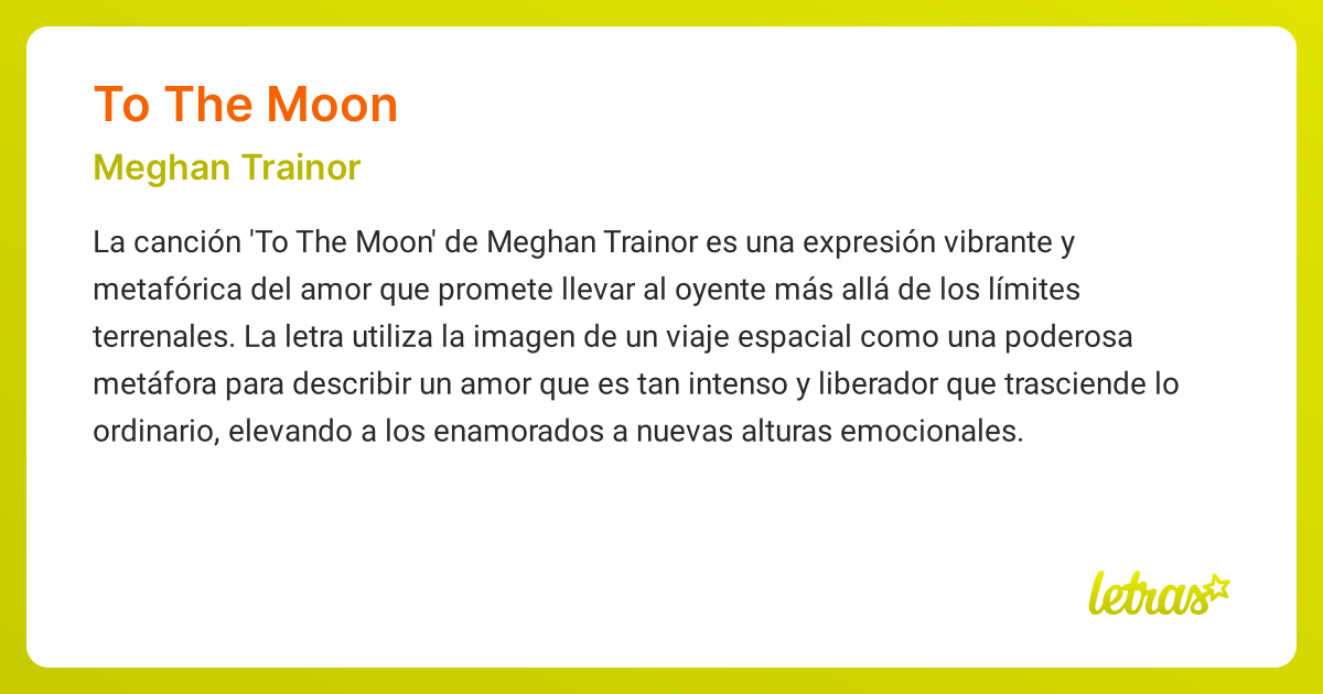 Significado de la canción TO THE MOON (Meghan Trainor) - LETRAS.COM