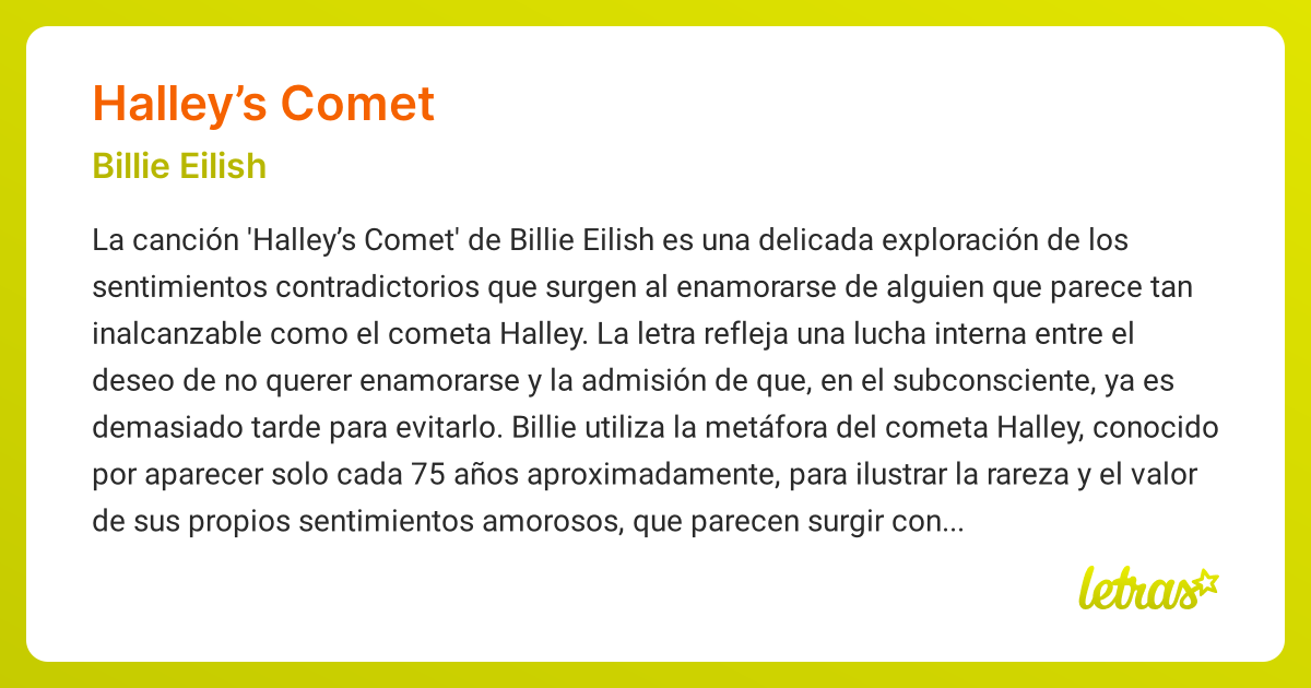 Significado de la canción HALLEY’S COMET (Billie Eilish) - LETRAS.COM