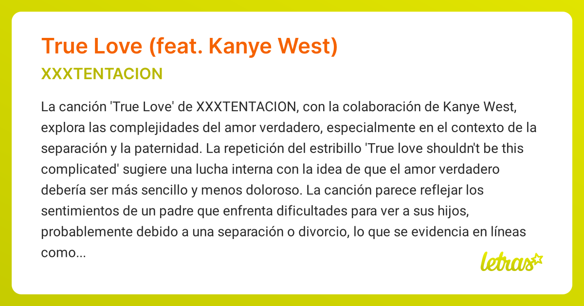 Significado De La Canción True Love Feat Kanye West Xxxtentacion Letrascom