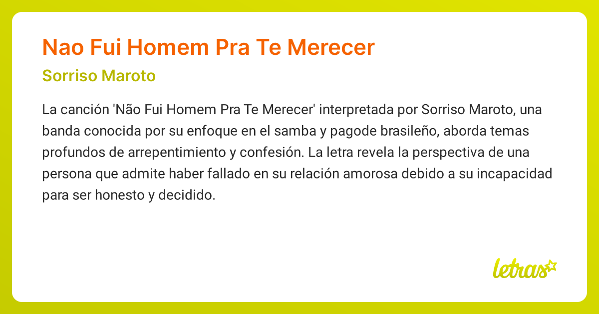 Significado de la canción NAO FUI HOMEM PRA TE MERECER (Sorriso Maroto ...