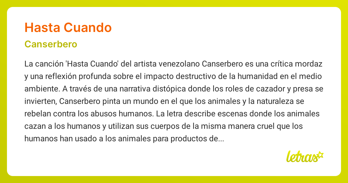 Significado de la canción HASTA CUANDO (Canserbero) - LETRAS.COM