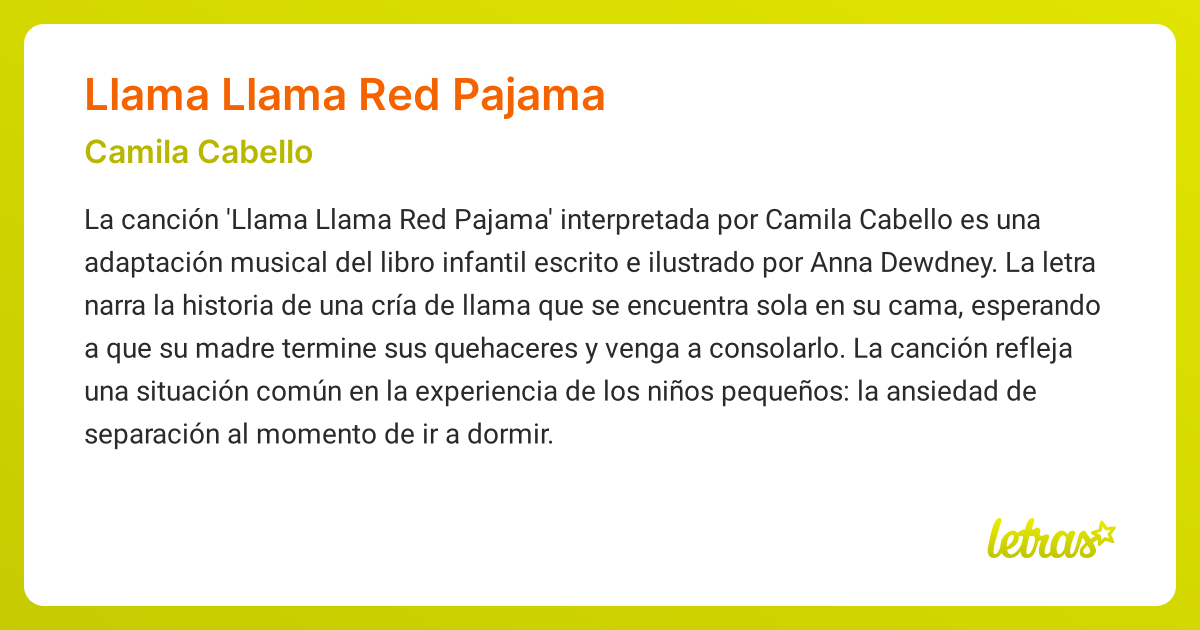 Significado de la canción LLAMA LLAMA RED PAJAMA (Camila Cabello ...