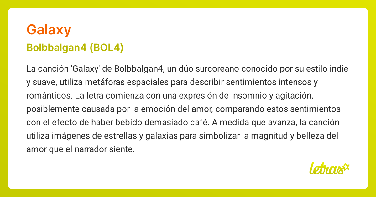 Significado de la canción GALAXY (Bolbbalgan4 (BOL4) ) - LETRAS.COM