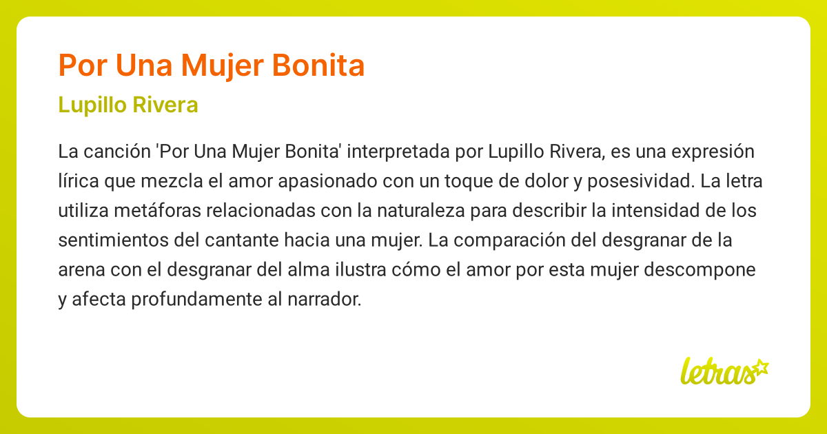 Significado de la canción POR UNA MUJER BONITA (Lupillo Rivera ...