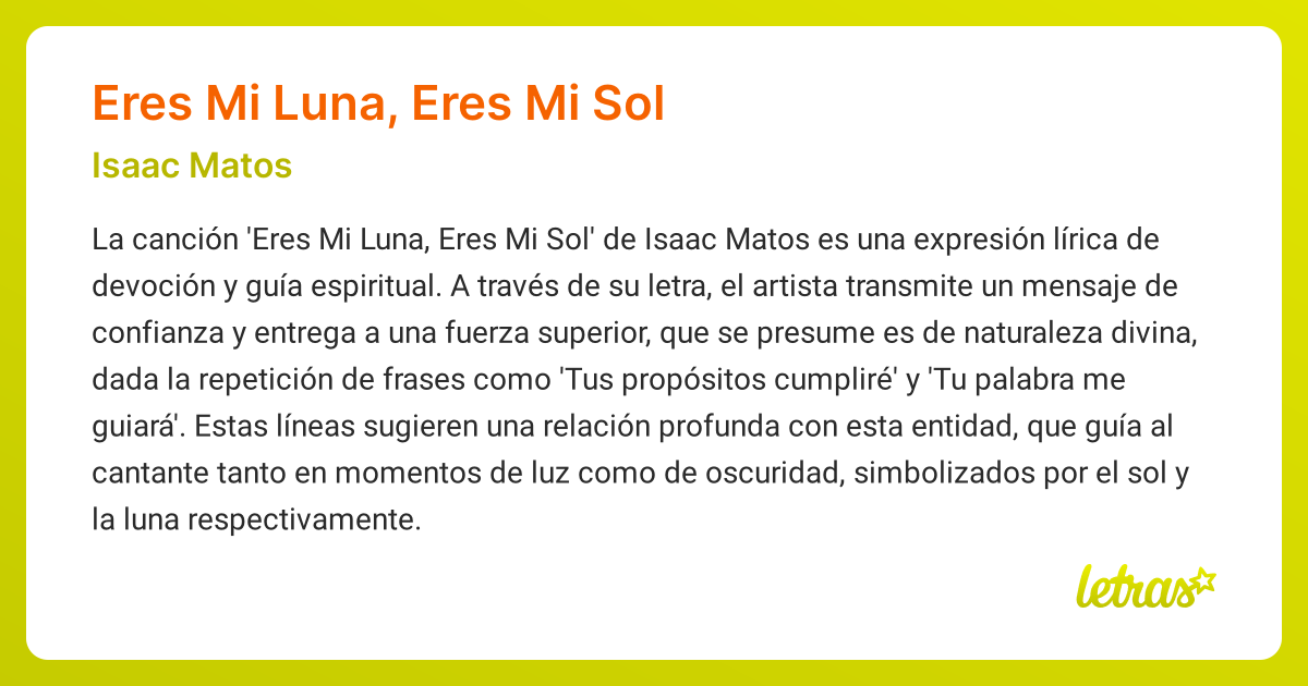 Significado de la canción ERES MI LUNA, ERES MI SOL (Isaac Matos ...