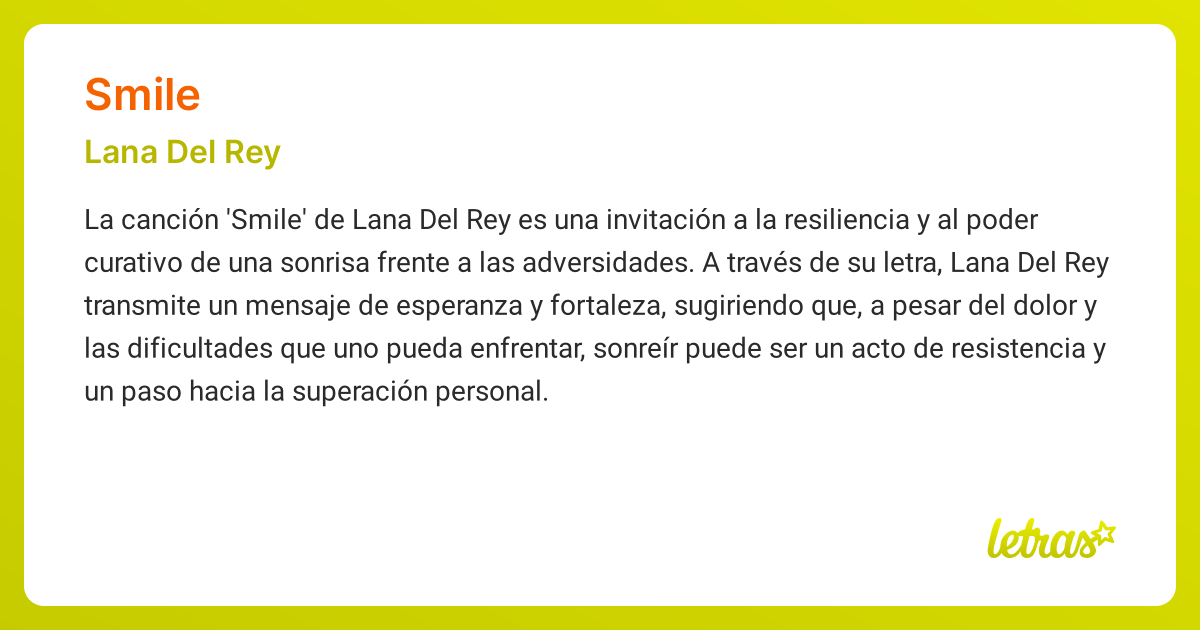 Significado de la canción SMILE (Lana Del Rey) - LETRAS.COM