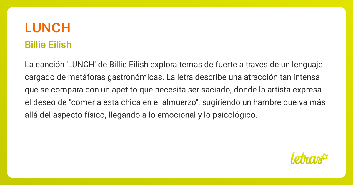 Significado de la canción LUNCH (Billie Eilish) - LETRAS.COM
