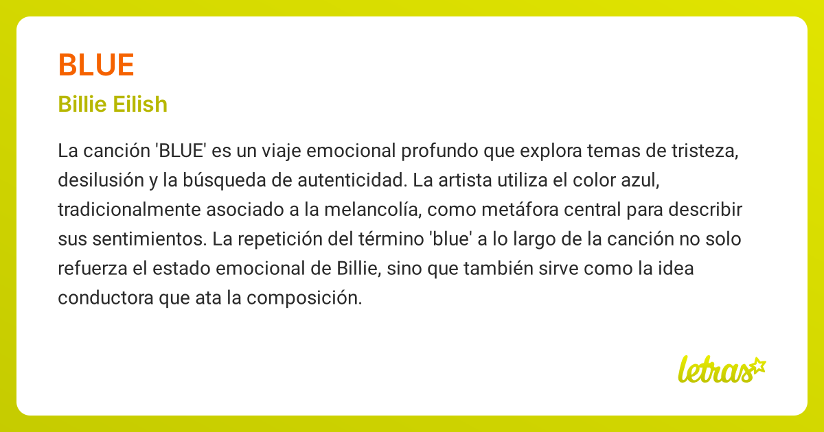 Significado de la canción BLUE (Billie Eilish) - LETRAS.COM
