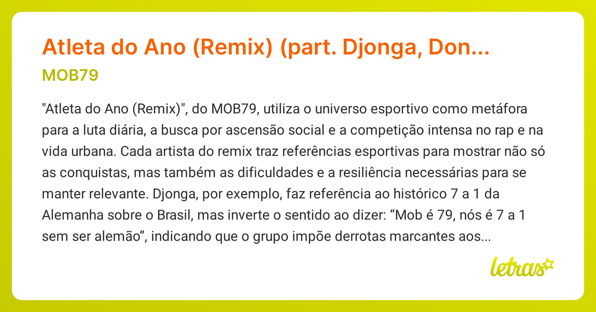 Significado da música Atleta do Ano (Remix) (part. Djonga, Don Cesão ...