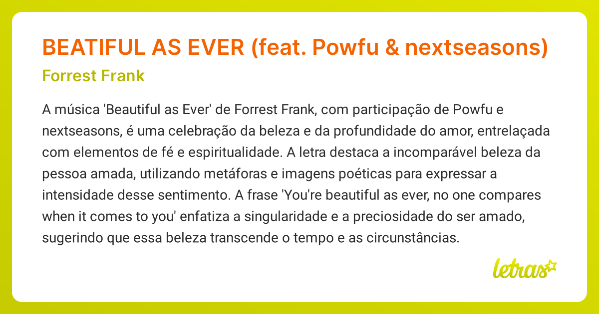 Significado da música BEATIFUL AS EVER (feat. Powfu & nextseasons ...