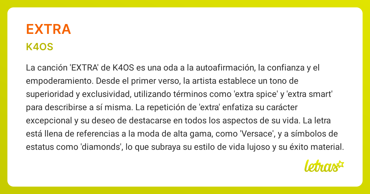 Significado de la canción EXTRA (K4OS) - LETRAS.COM