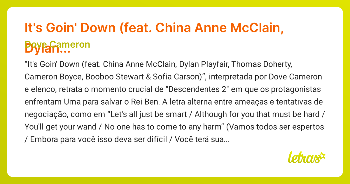 Significado da música It's Goin' Down (feat. China Anne McClain, Dylan ...