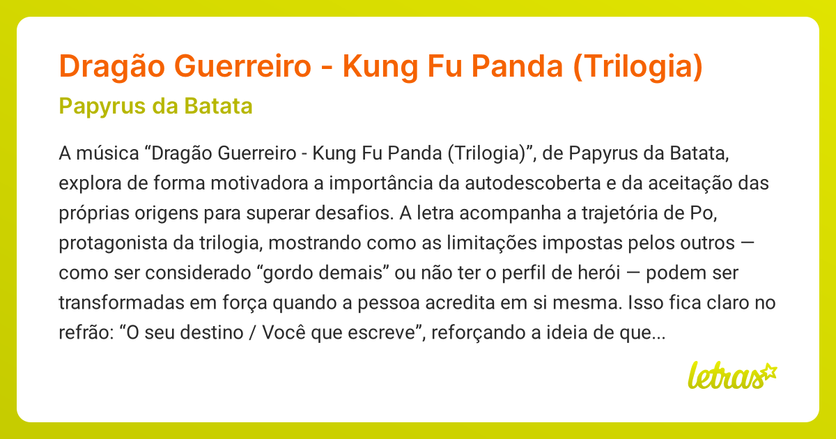 Significado da música Dragão Guerreiro - Kung Fu Panda (Trilogia ...
