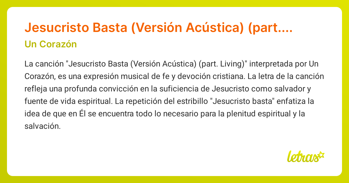 Significado de la canción Jesucristo Basta (Versión Acústica) (part ...
