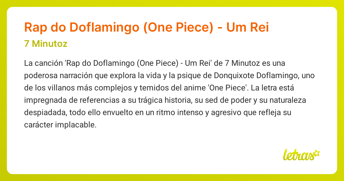 Significado de la canción Rap do Doflamingo (One Piece) - Um Rei (7 ...