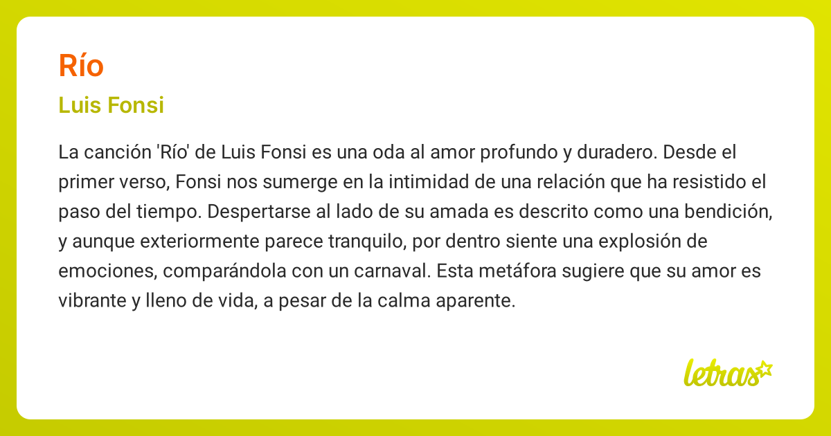 Significado de la canción RÍO (Luis Fonsi) - LETRAS.COM