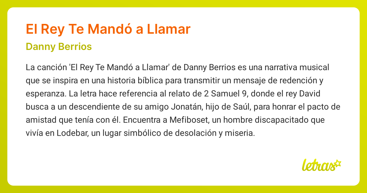 Significado de la canción EL REY TE MANDÓ A LLAMAR (Danny Berrios ...