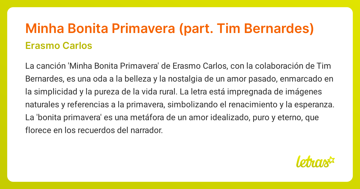 Significado de la canción Minha Bonita Primavera (part. Tim Bernardes ...