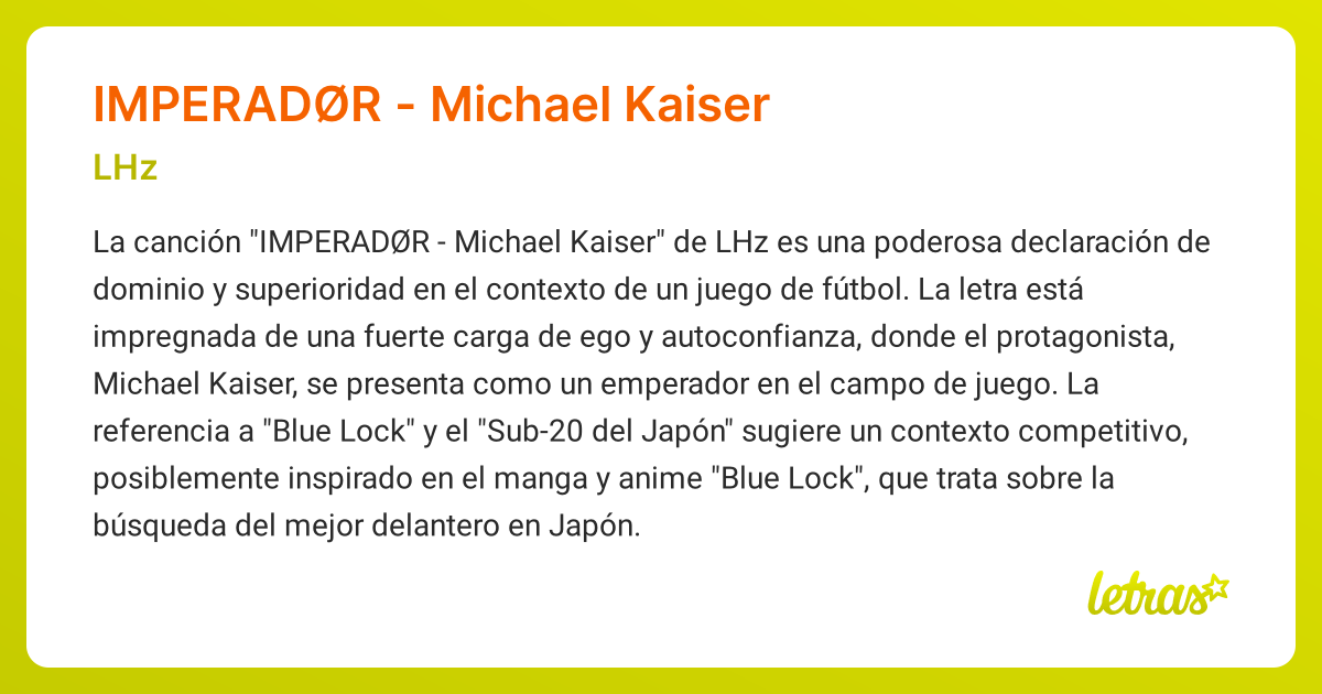 Significado de la canción IMPERADØR - MICHAEL KAISER (LHz) - LETRAS.COM