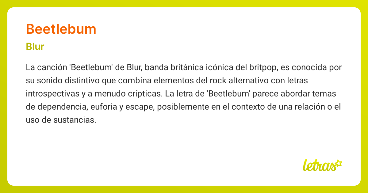 Significado de la canción BEETLEBUM (Blur) - LETRAS.COM