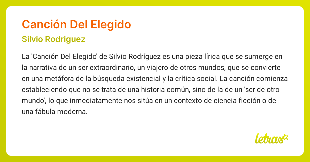 Significado de la canción CANCIÓN DEL ELEGIDO (Silvio Rodriguez ...