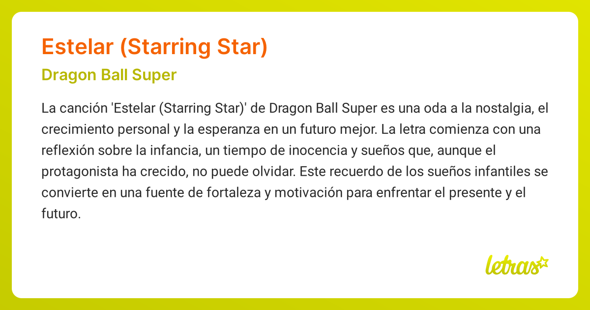 Significado de la canción ESTELAR (STARRING STAR) (Dragon Ball Super ...