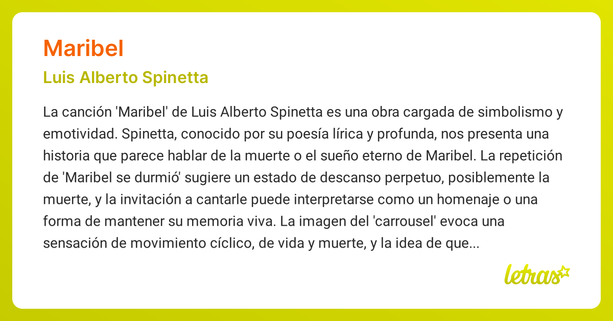 Significado de la canción MARIBEL (Luis Alberto Spinetta) - LETRAS.COM