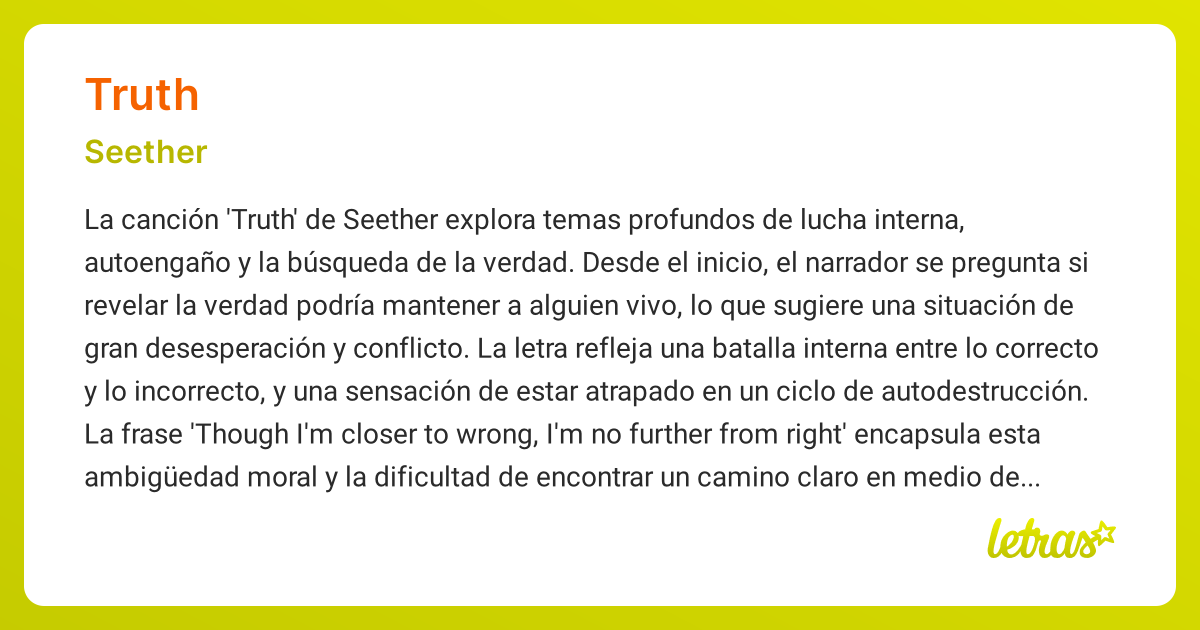 Significado de la canción TRUTH (Seether) - LETRAS.COM