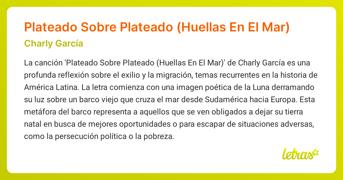 Significado de la canción Plateado Sobre Plateado (Huellas En El Mar ...