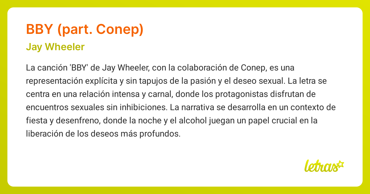 Significado de la canción BBY (PART. CONEP) (Jay Wheeler) - LETRAS.COM