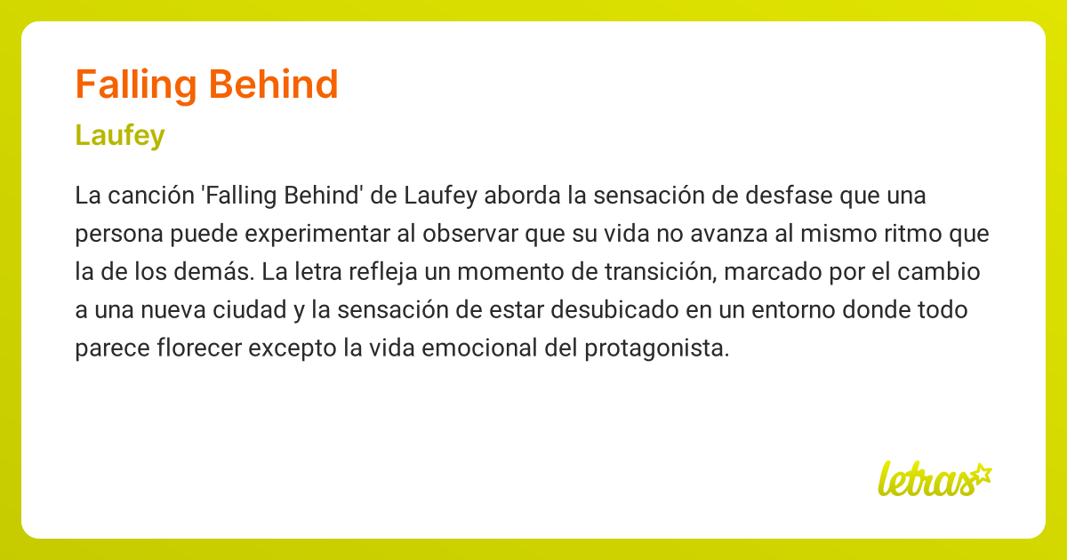 Significado de la canción FALLING BEHIND (Laufey) - LETRAS.COM