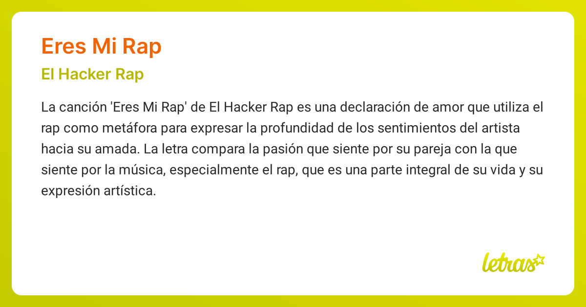 Significado de la canción ERES MI RAP (El Hacker Rap) - LETRAS.COM