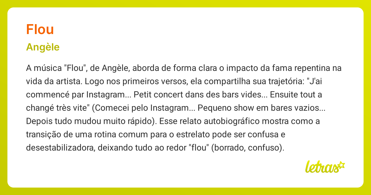 Significado da música FLOU (Angèle) - LETRAS.MUS.BR