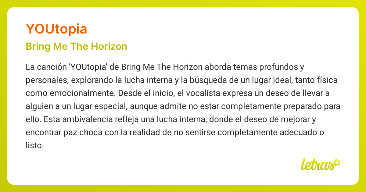 Significado de la canción YOUTOPIA (Bring Me The Horizon) - LETRAS.COM