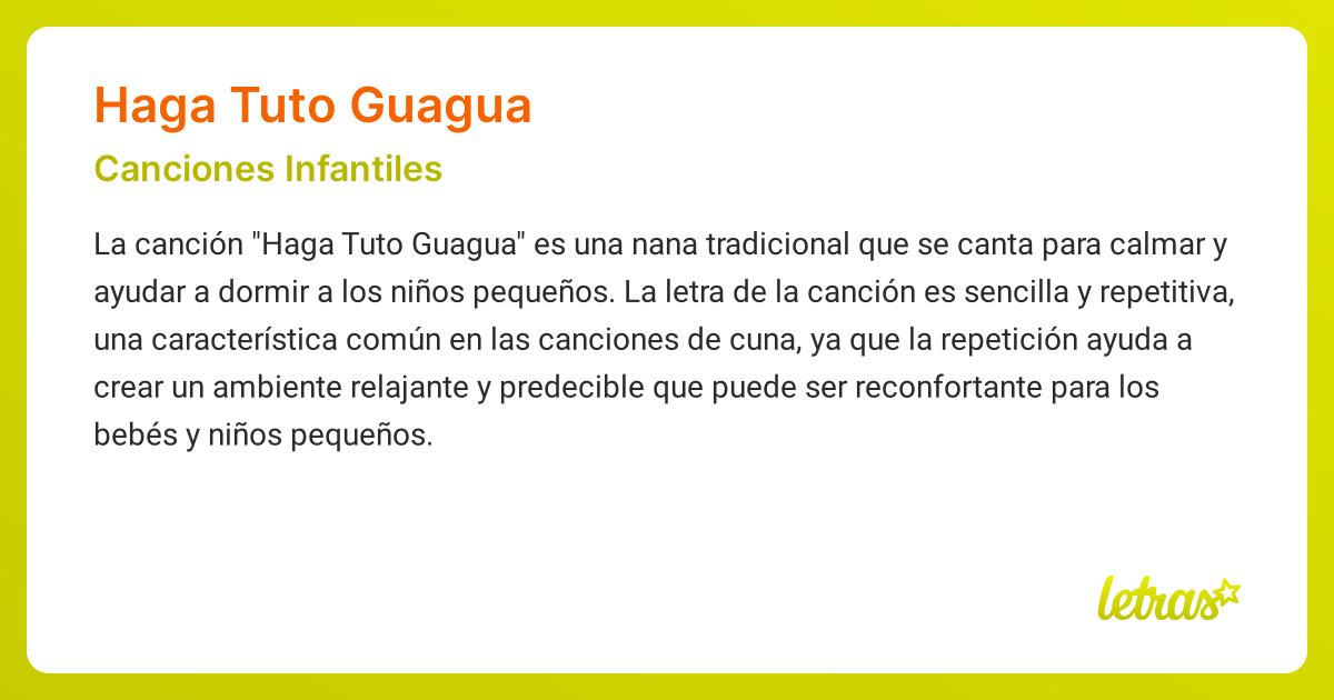 Significado de la canción HAGA TUTO GUAGUA (Canciones Infantiles ...