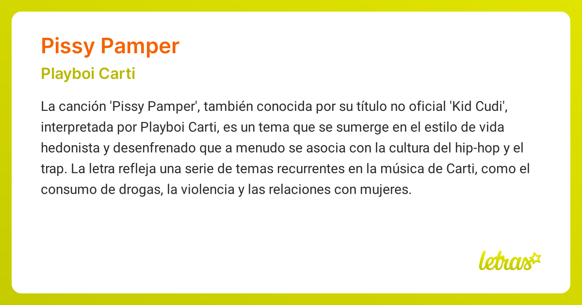 Significado de la canción PISSY PAMPER (Playboi Carti) - LETRAS.COM