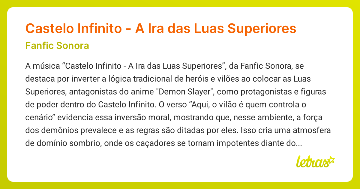 Significado da música Castelo Infinito - A Ira das Luas Superiores ...