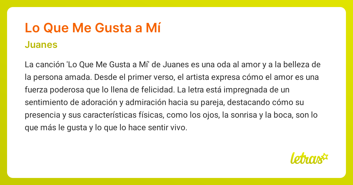 Significado de la canción LO QUE ME GUSTA A MÍ (Juanes) - LETRAS.COM