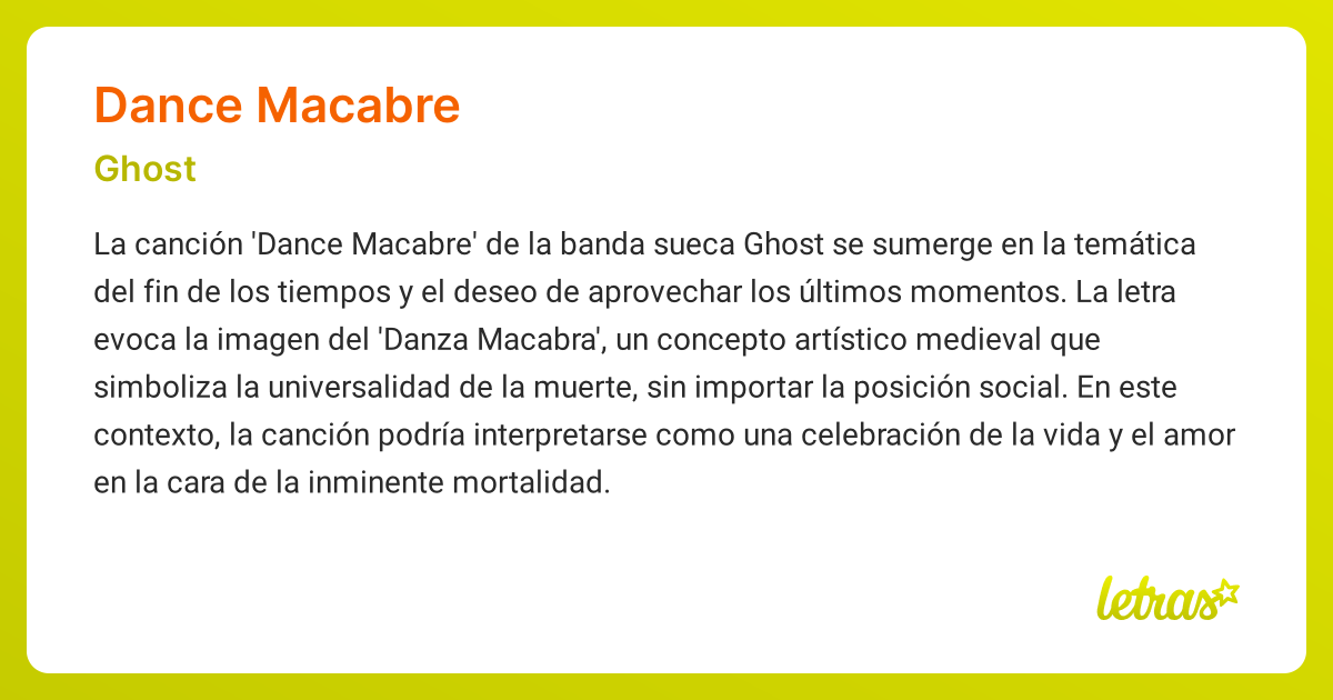 Significado de la canción DANCE MACABRE (Ghost) - LETRAS.COM