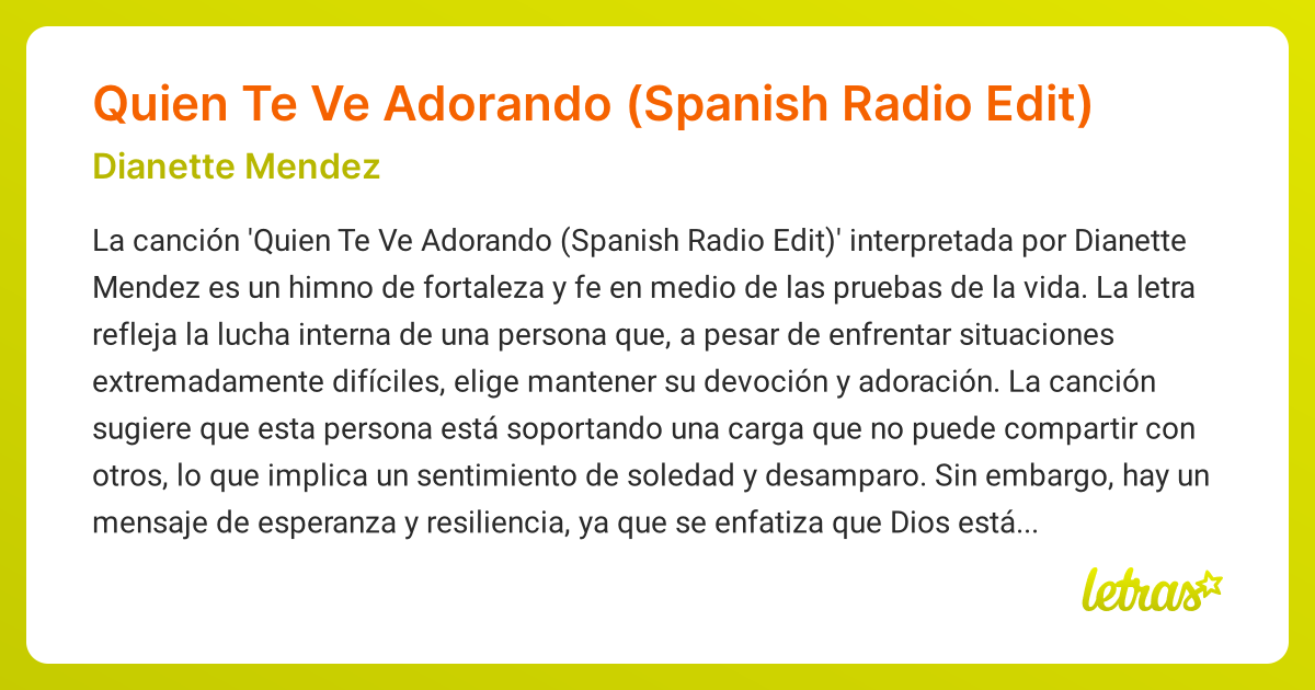 Significado de la canción Quien Te Ve Adorando (Spanish Radio Edit ...
