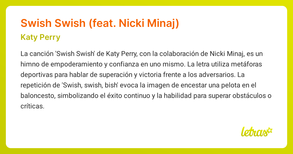 Significado de la canción Swish Swish (feat. Nicki Minaj) (Katy Perry ...