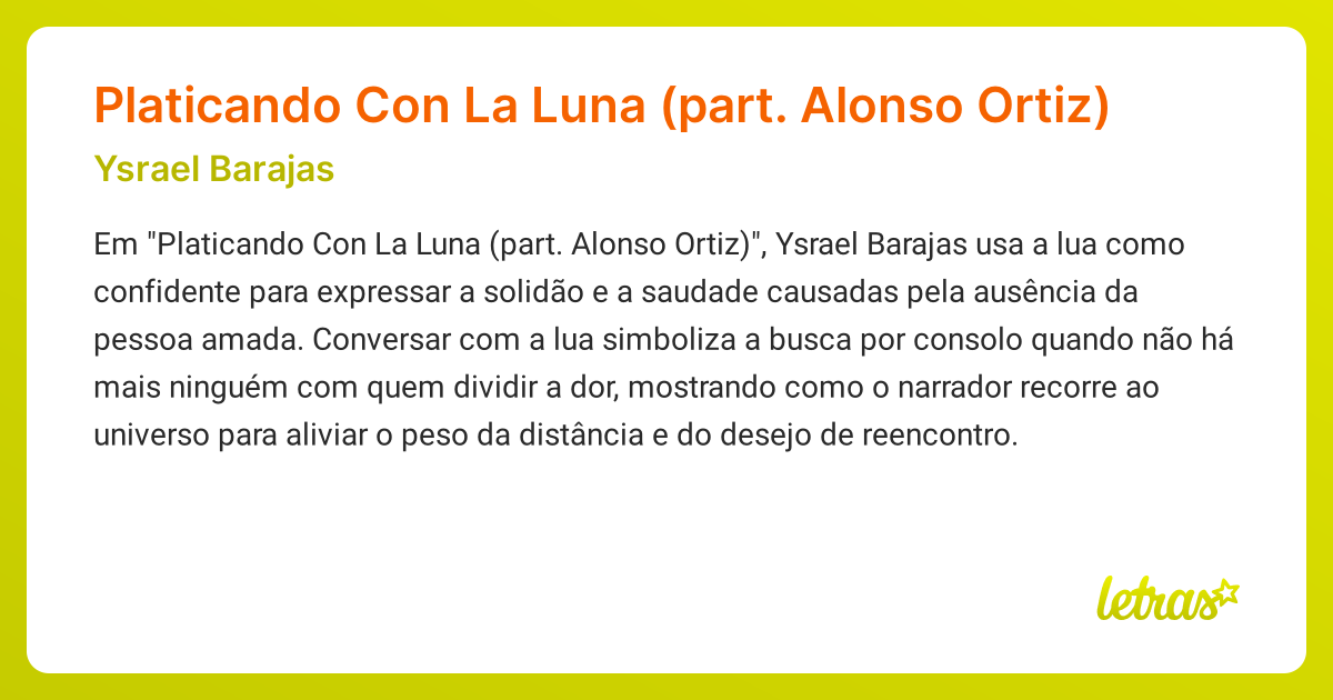 Significado da música Platicando Con La Luna (part. Alonso Ortiz ...