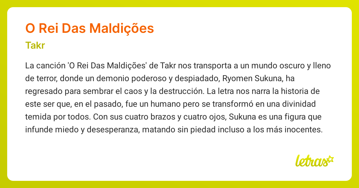 Significado de la canción O REI DAS MALDIÇÕES (Takr) - LETRAS.COM