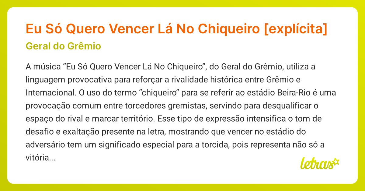 Significado da música Eu Só Quero Vencer Lá No Chiqueiro (Geral do ...