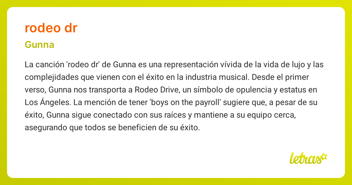 Significado de la canción RODEO DR (Gunna) - LETRAS.COM
