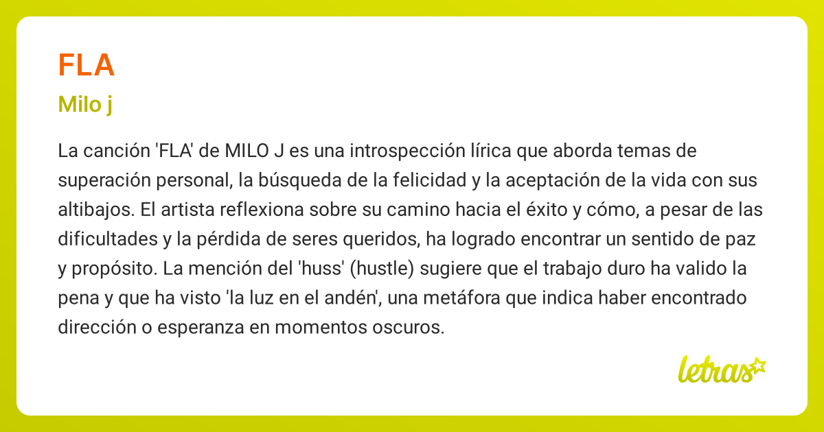 Significado de la canción FLA (Milo j) - LETRAS.COM