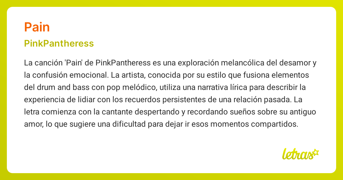 Significado de la canción PAIN (PinkPantheress) - LETRAS.COM