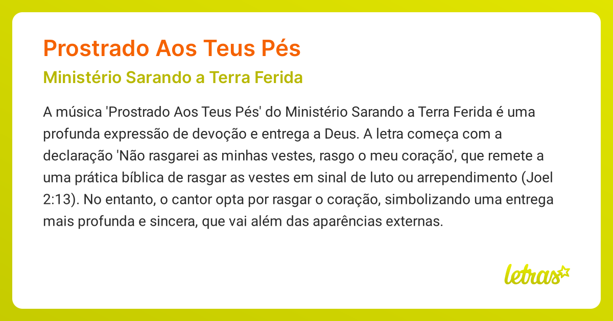 Significado da música PROSTRADO AOS TEUS PÉS (Ministério Sarando a ...