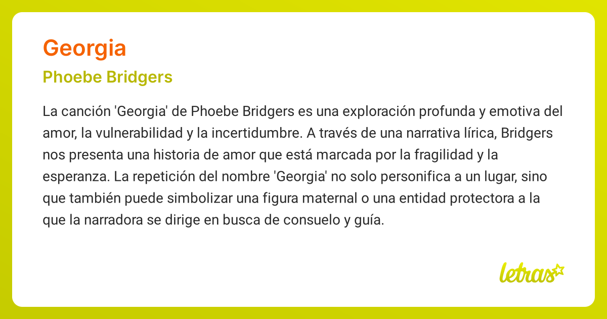 Significado de la canción GEORGIA (Phoebe Bridgers) - LETRAS.COM