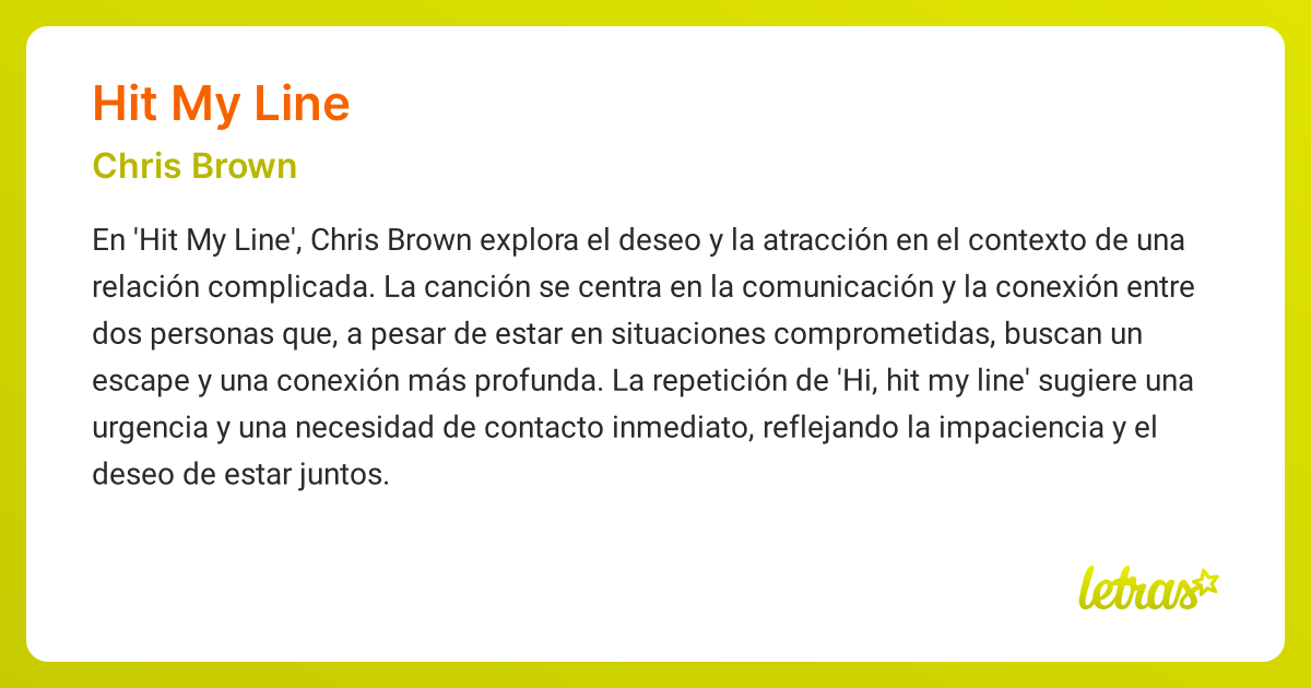 Significado de la canción HIT MY LINE (Chris Brown) - LETRAS.COM